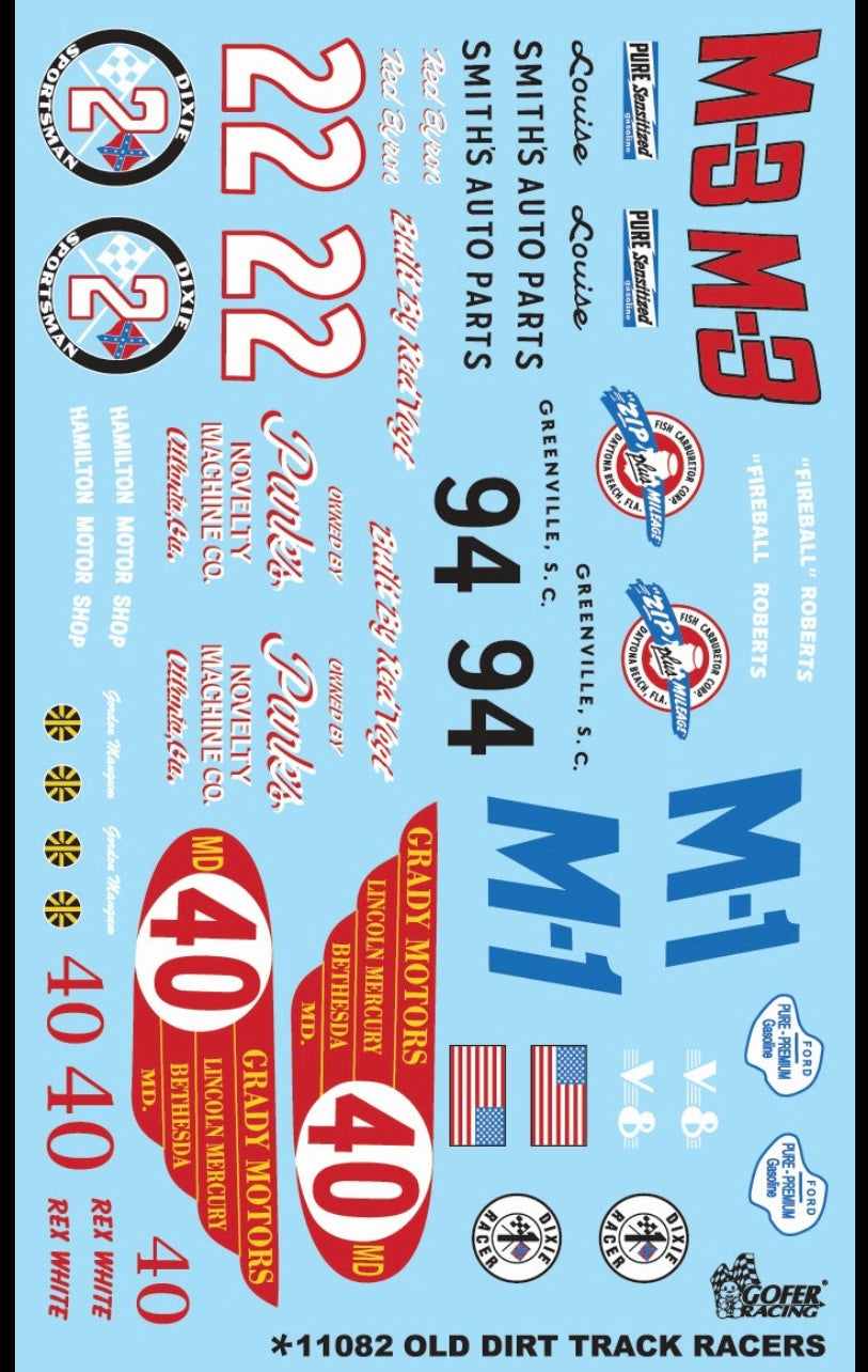 Gofer Decals #11082 Old Dirt Racers decals – WesModelCarCorner