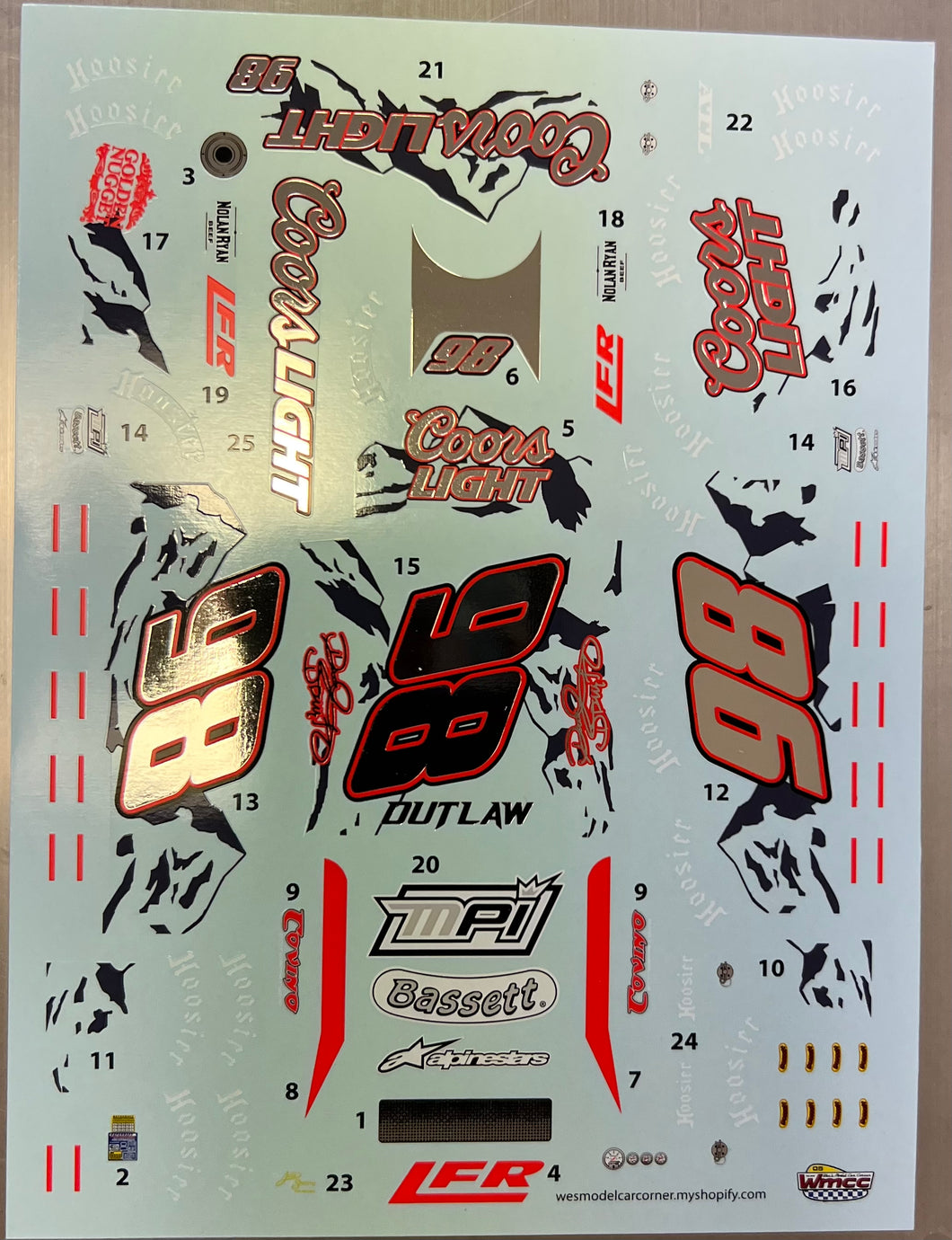 WMCC decals #98 Outlaw Motorsports Black Coors Lt Modified ...